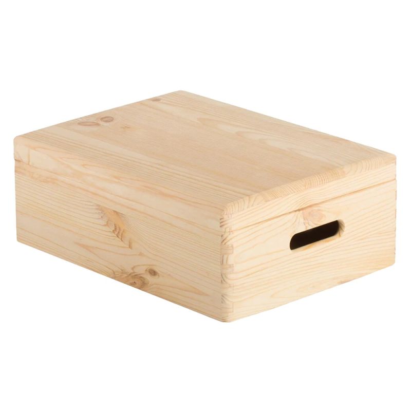 Solid pine wood storage box with lid 40x30x14cm | Megatek