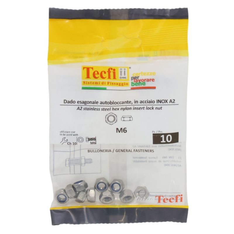 Nylon insert lock thin hexagonal nut, INOX A2 (AISI 304) DIN