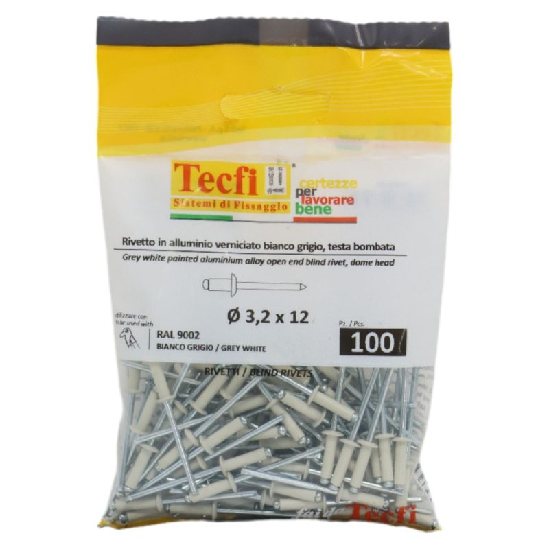 white dome blind rivets, al/zp steel ISO 15977-RAL 9002 grey