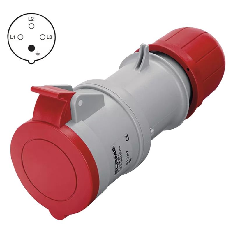 Movable plug 16A 3P + N, red color, IP44 | Megatek