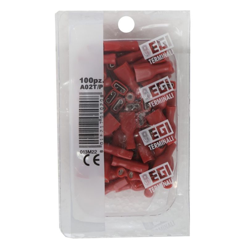 Fully isulated terminal, female, 0.25-1.5 mm2, red | Megatek