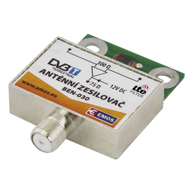 Antenna amplifier 30dB VHF/UHF 5–260 MHz, 470–790 MHz, 12V/5