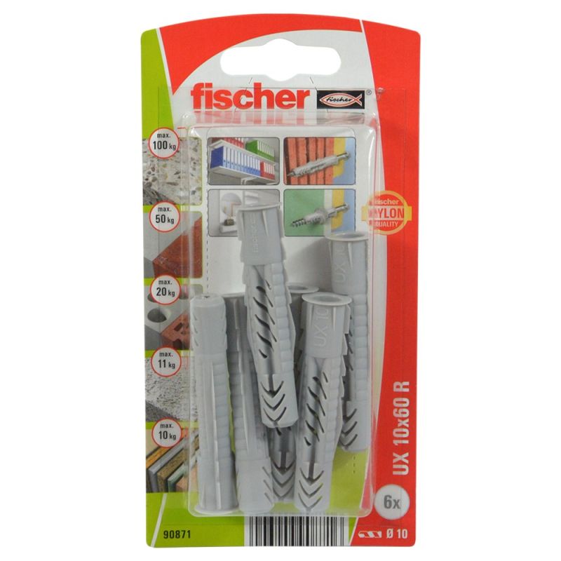 Fischer Universal plug UX 10 x 60 R K with rim | Megatek